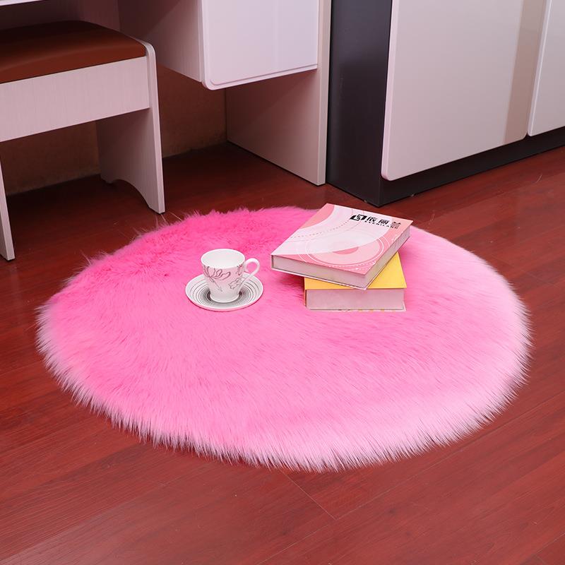 Pink Round Faux Fur Rug, Luxury Fluffy Area Rug - 80x80 cm – Rugskart