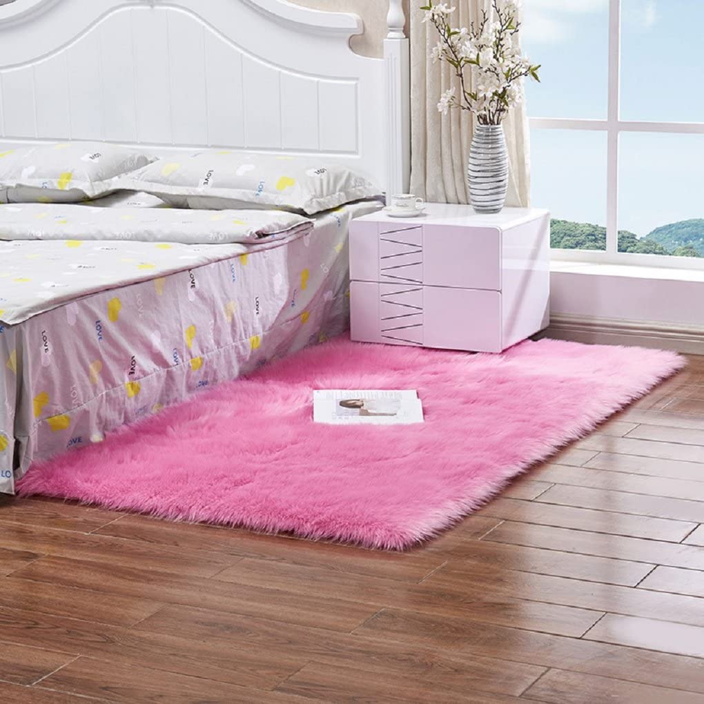 Pink Faux Fur Rug, Luxury Fluffy Rugs – Rugskart